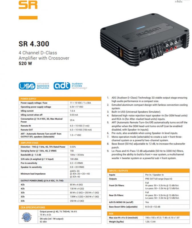 Audison SR 4.300 - Pure Audio